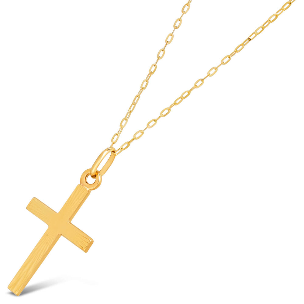 9ct Yellow Gold Cross Pendant (Chain Included)