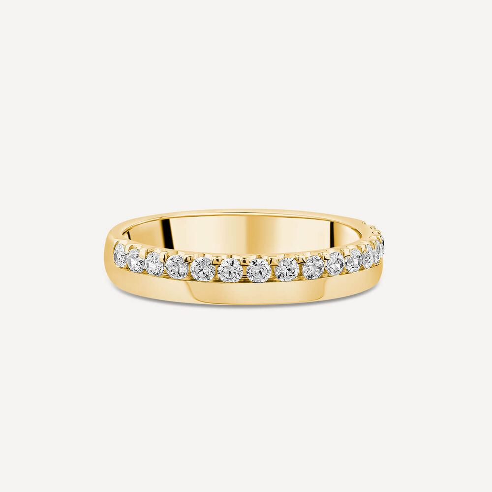 18ct Yellow Gold 3.5mm 0.30ct Diamond Offset Wedding Ring