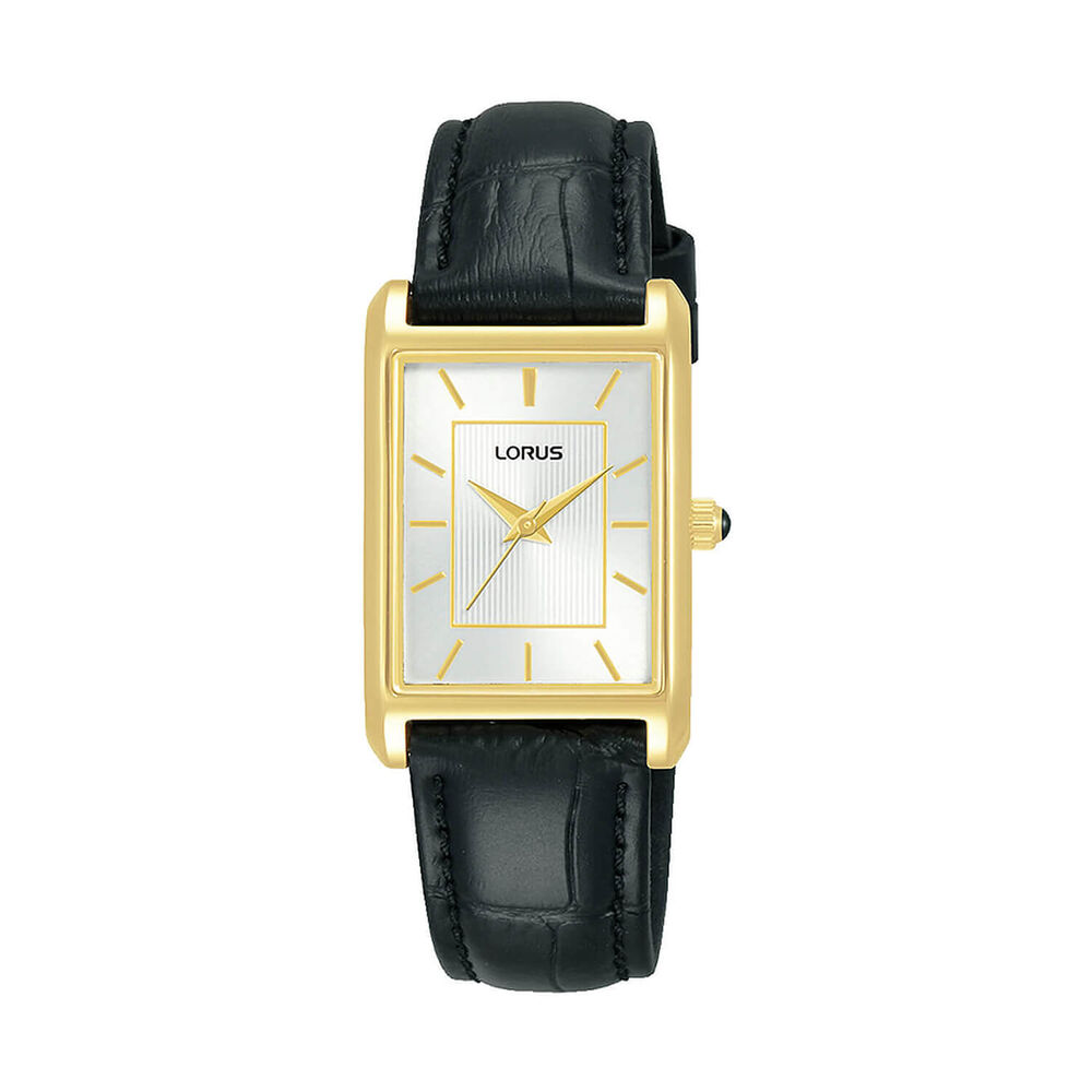 Lorus Quartz Ladies 22mm White Dial Black Leather Watch