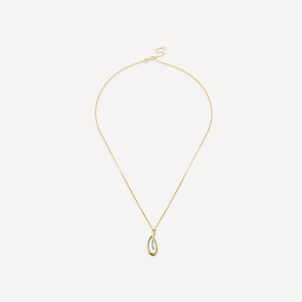 9ct Yellow Gold Open Loop Diamond Set Pendant