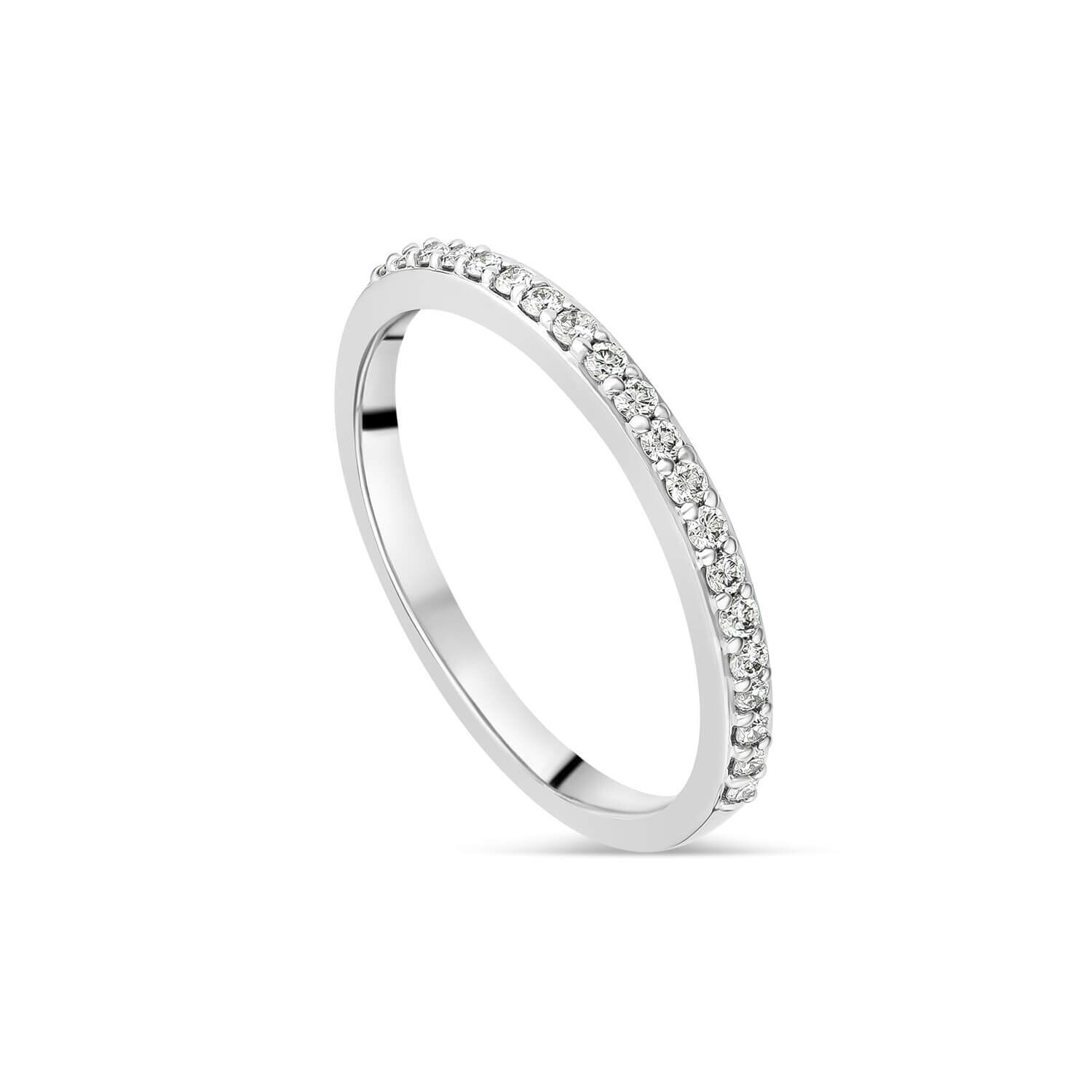 18ct White Gold Full Grain 0.15ct Diamond Half Eternity Ring