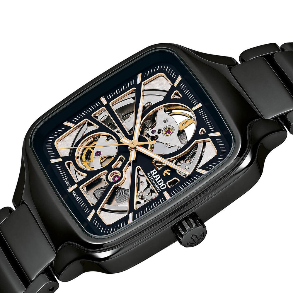 Rado True Square Open Heart Transparent Dark Ceramic Case Unisex Watch