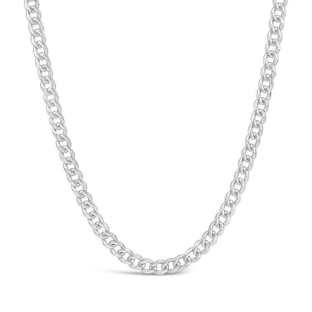 Sterling Silver Curb 20' Diamond Cut Men's Necklace